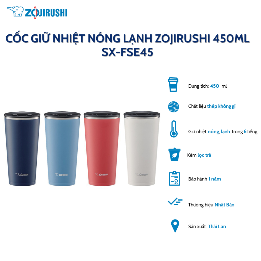 Cốc giữ nhiệt Zojirushi SX-FSE45 dung tích 0.45 L, bảo hành giữ nhiệt 1 năm chính hãng | Shopee ...