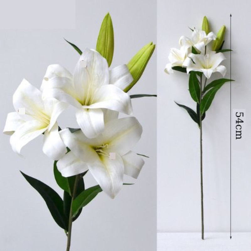 Hoa Ly giả - Ly cao su 3 bông 2 nụ cắm bình trang trí cao 65cm | Shopee ...