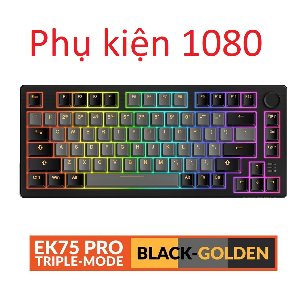 Bàn phím cơ DareU EK75 Pro Triple Mode Black Golden | Shopee Việt Nam