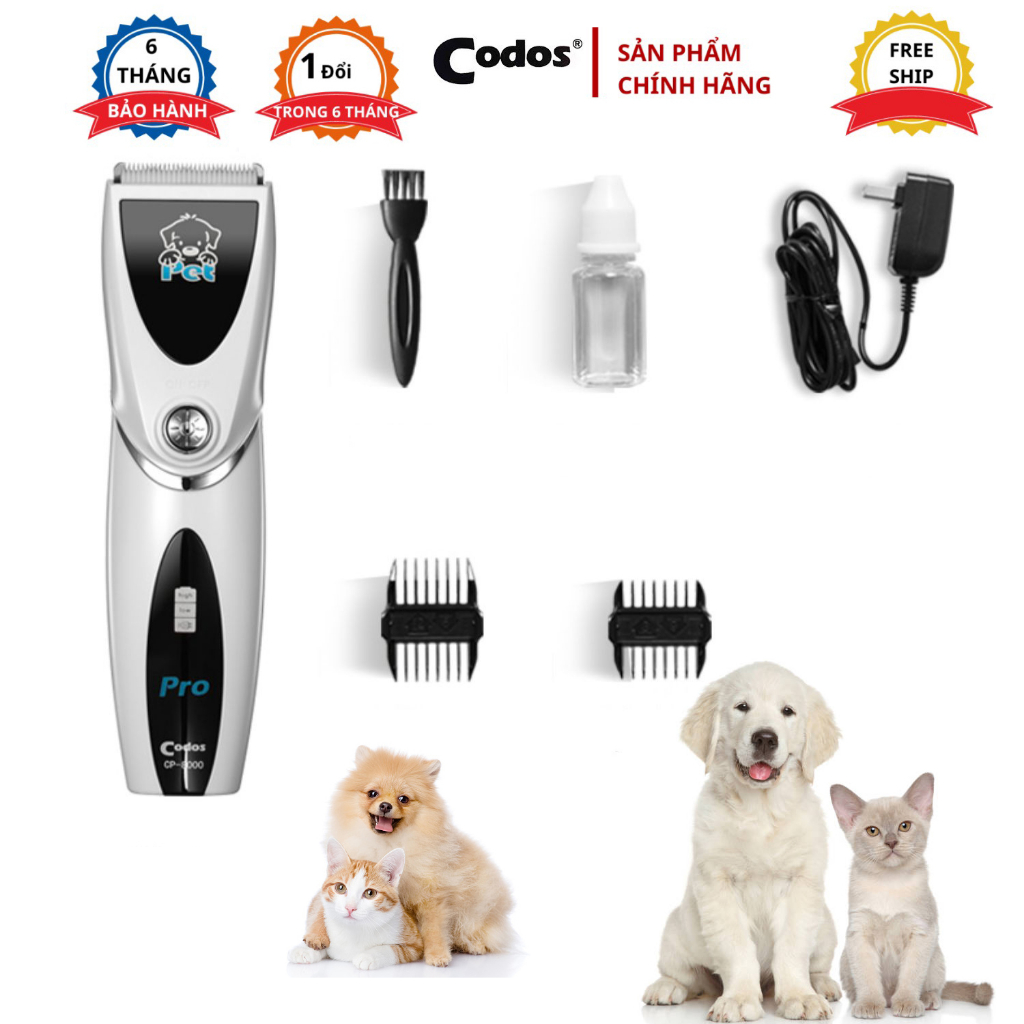 Tông đơ cắt tỉa lông chó mèo Codos CP-8000,sạc 1.5 giờ sử dụng liên tục ...