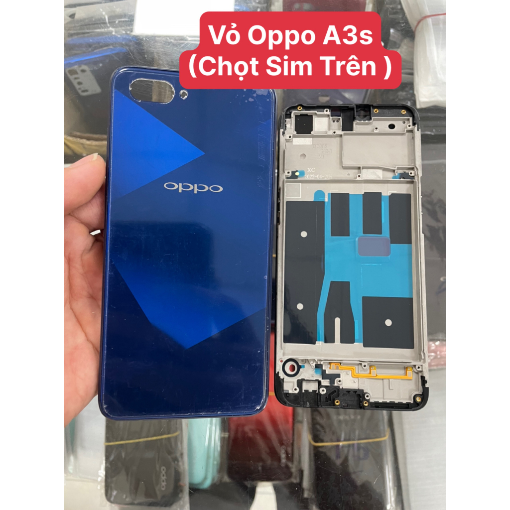 Vỏ Oppo A3S 16GB ( Chọt Sim Trên ) Full Bộ Khay Sim Mắt Camera Benzen ...