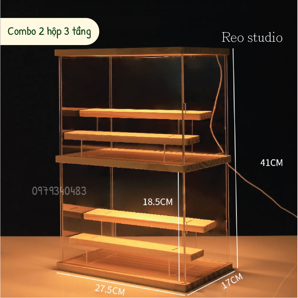 [ Tặng Điều Khiển] Hộp Mika Trong Suốt Có Đèn Led, Kệ Trưng Bày Mô Hình Nhiều Tầng... | Shopee ...