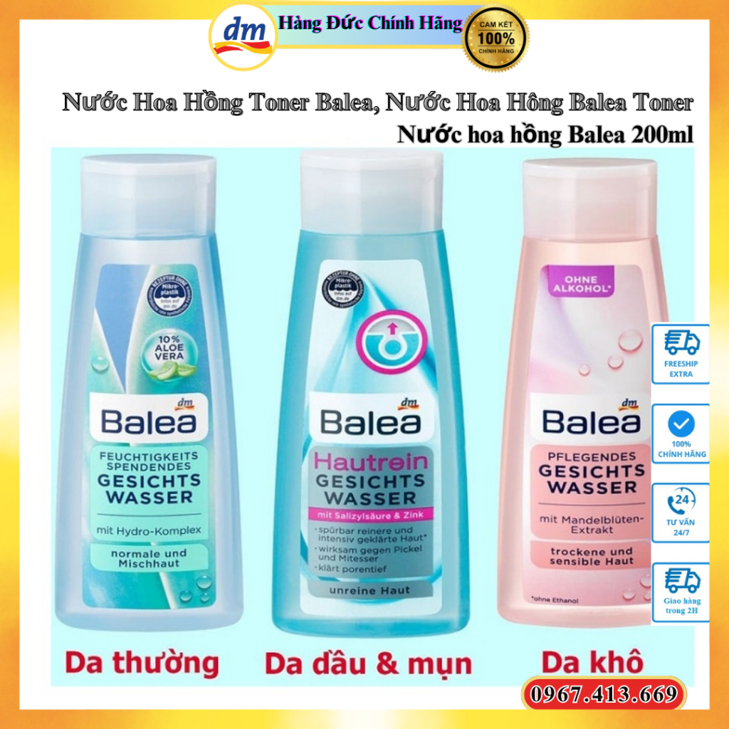 Nước Hoa Hồng Toner Balea, Nước Hoa Hông Balea Toner 200ml | Shopee ...