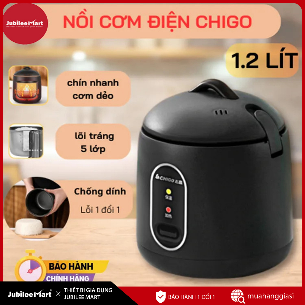 Nồi cơm điện mini Chigo, nồi nấu cơm 2 người ăn nhỏ gọn chống dính tốt dung tích 1.2L công suất ...