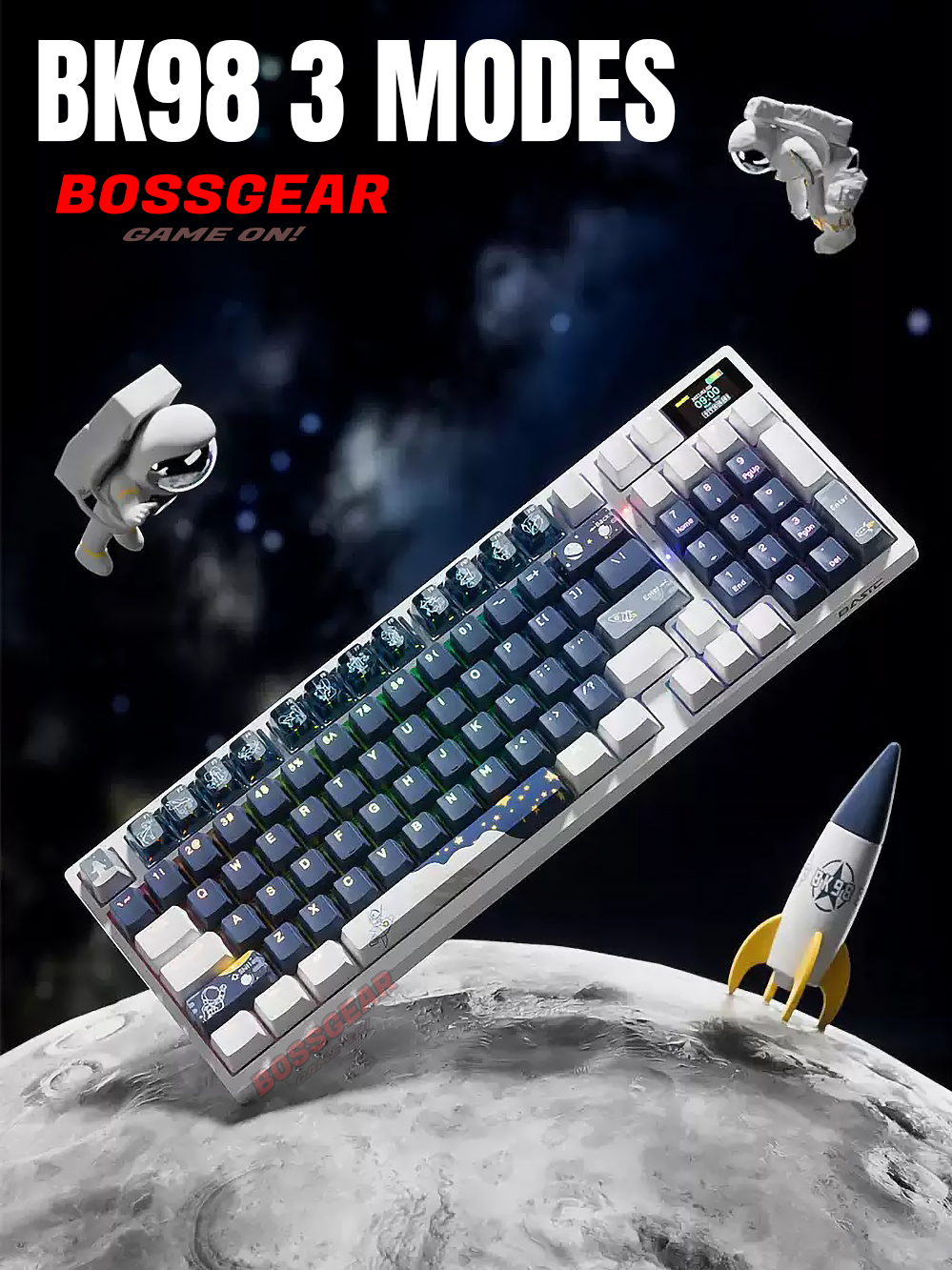 Bàn Phím Cơ Không Dây BASIC BK98 RGB Phiên Bản 3 Modes, Có Màn Hình Phụ ...