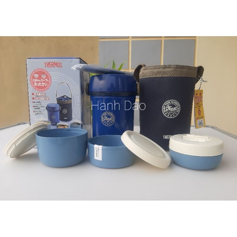 Hộp cơm giữ nhiệt THERMOS JBC-801, 2 màu xanh - hồng, hàng mới nguyên hộp (Nội địa Nhật ...