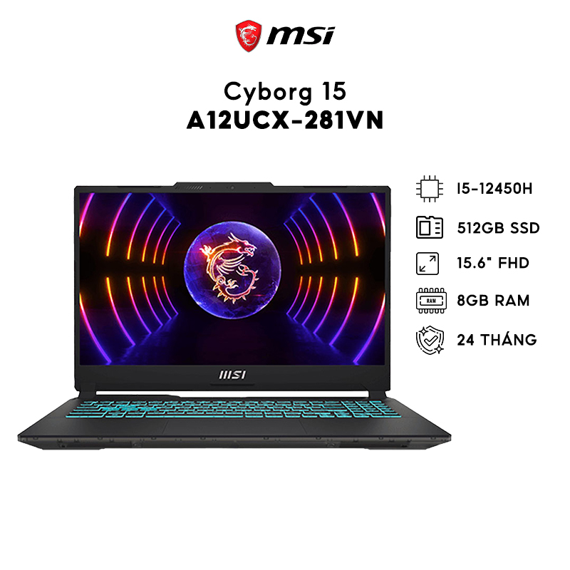 Laptop (Gaming) MSI Cyborg 15 A12UCX-281VN, I5-12450H, 512GB, 8GB, RTX ...