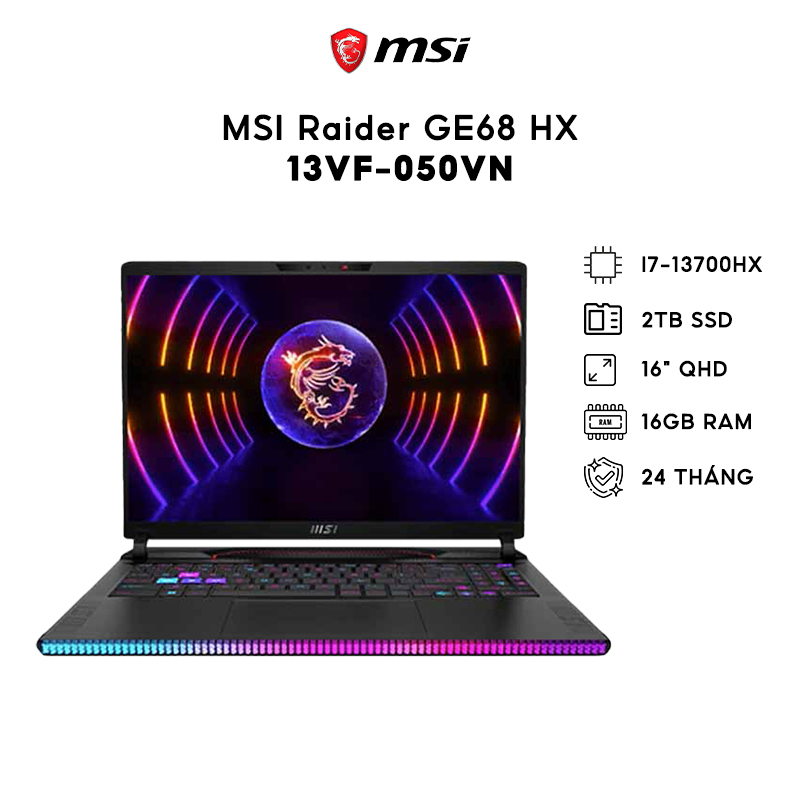 Laptop (Gaming) MSI Raider GE68 HX 13VF-050VN, I7-13700HX, 2TB, 64GB ...
