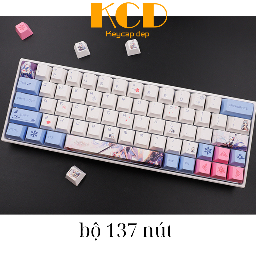 Bộ keycap Genshin Impact nhân vật Ayaka, chất liệu nhựa PBT, profile ...