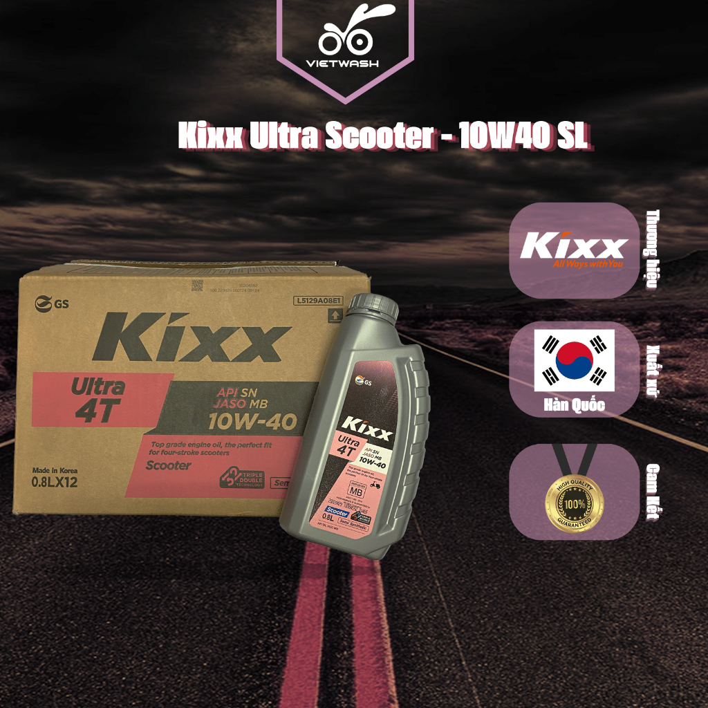 Thùng 12 chai nhớt xe ga bán tổng hợp Kixx Ultra Scooter 10W40 API SL 800ml/1L | Shopee Việt Nam