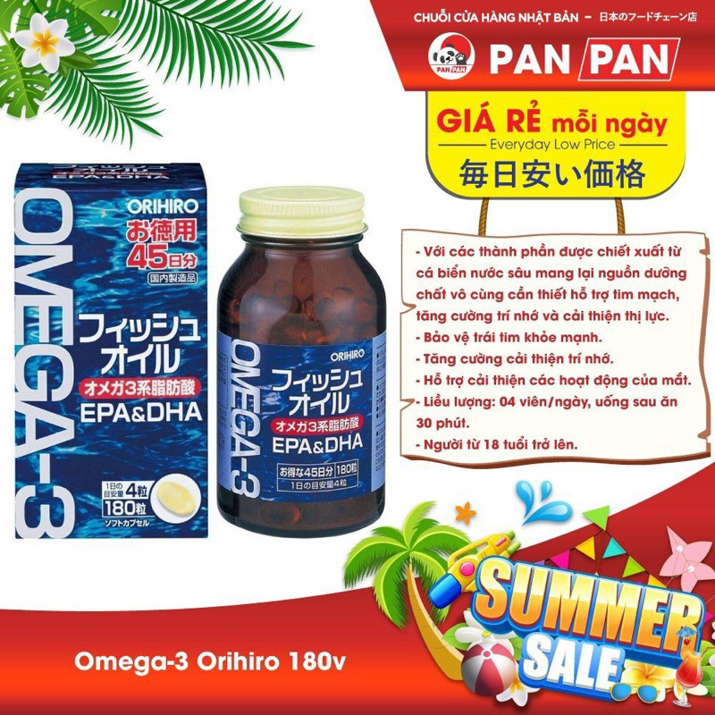 Dầu cá Omega 3, EPA & DHA Orihiro Nhật Bản hộp 180 viên | Shopee Việt Nam