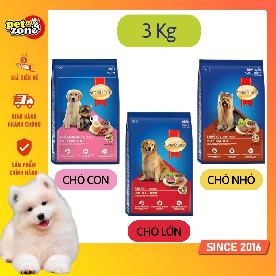 Thức ăn hạt dành cho chó SmartHeart 3Kg (Date xa) | Shopee Việt Nam