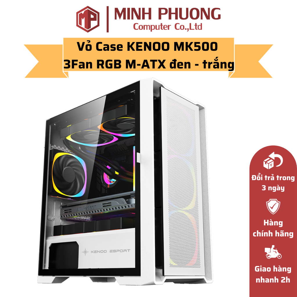 Vỏ Case Máy Tính KENOO MK500 3Fan RGB M-ATX - Hàng chính hãng | Shopee Việt Nam