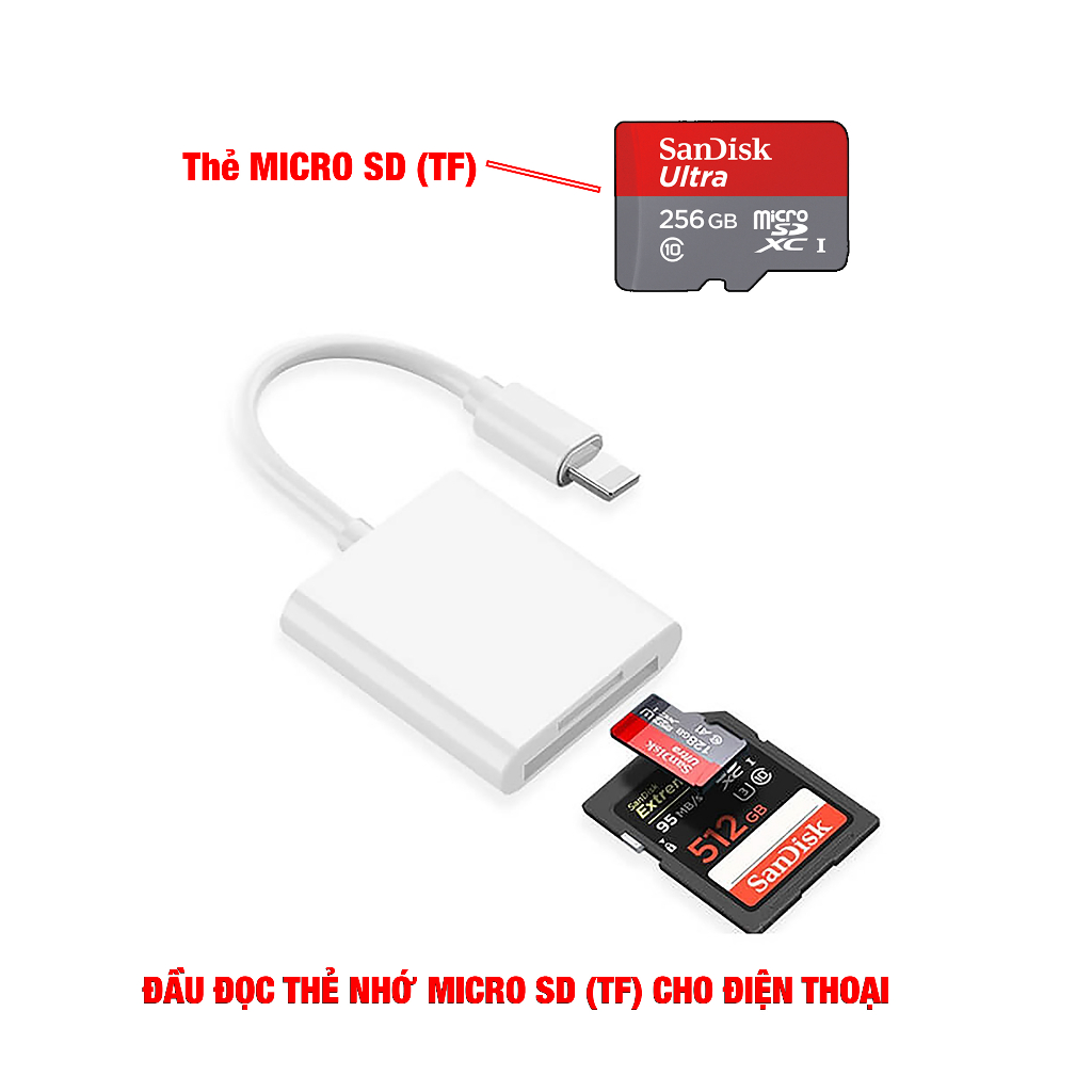 Đầu đọc thẻ nhớ Micro SD (TF), SD cho điện thoại Android Type C và IP "táo" | Shopee Việt Nam
