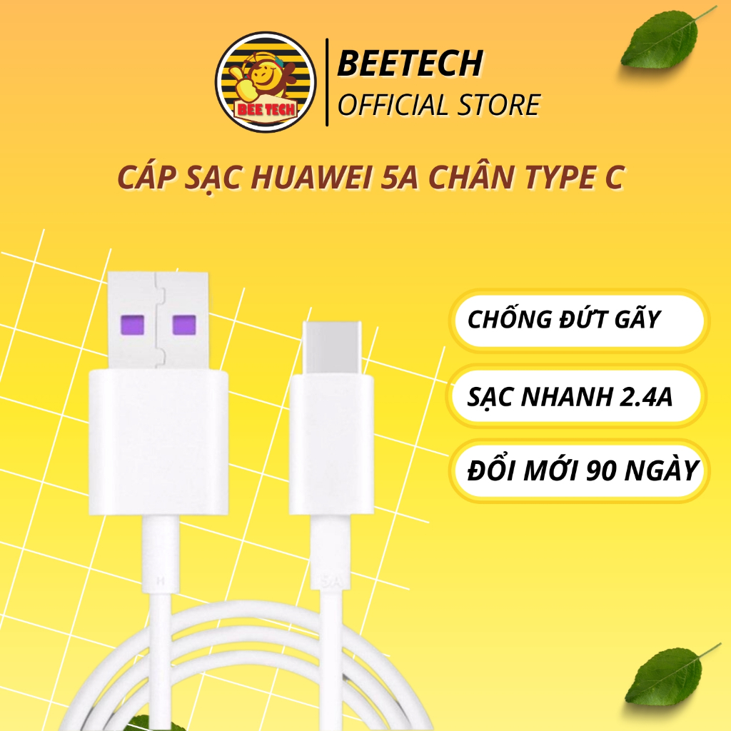 Cáp sạc nhanh 5A Huawei , Dây sạc chính hãng chân Type C lõi tím cho mọi loại điện thoại ...