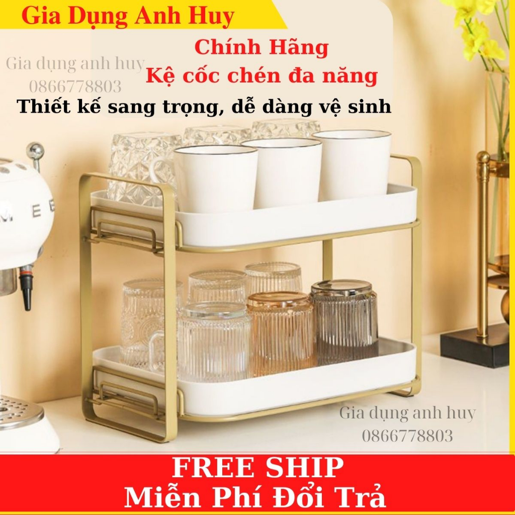 Kệ úp chén cốc, khay úp chén, kệ gia vị 2 tầng đa năng cao cấp có khay ...