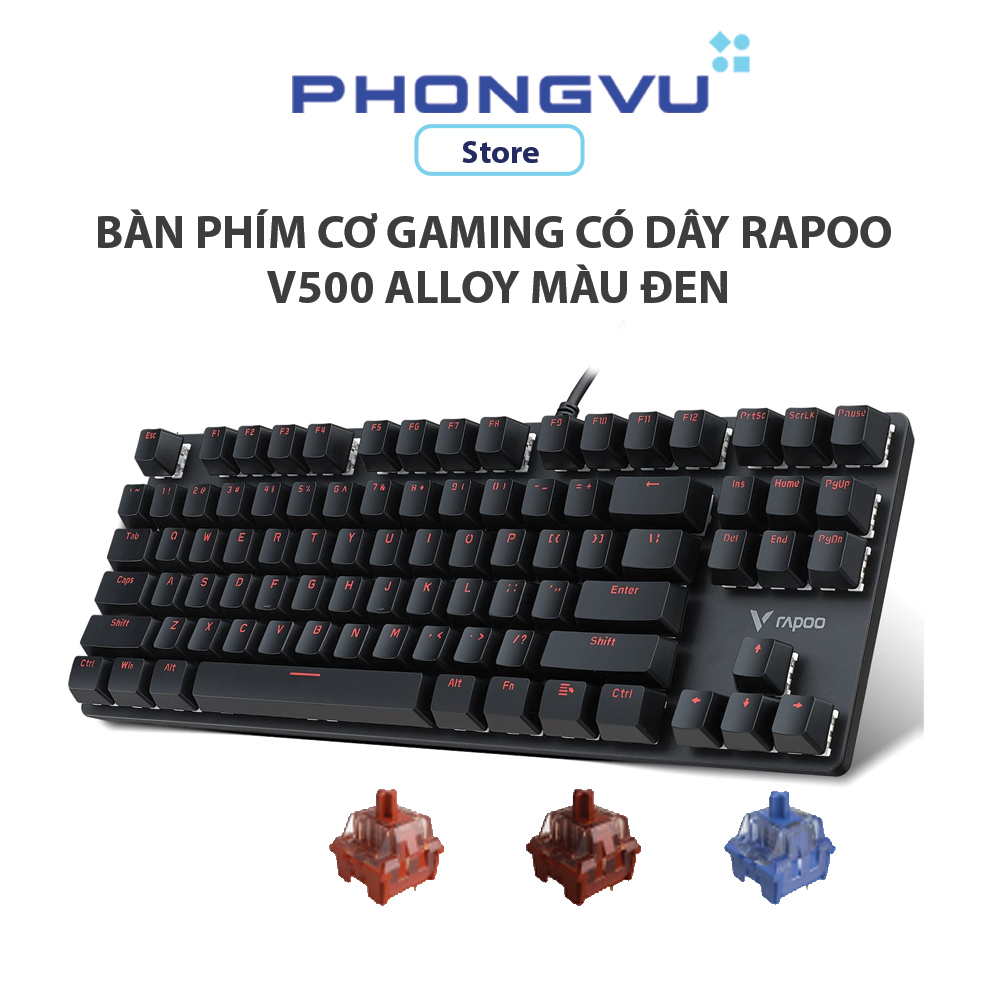 Bàn phím cơ gaming có dây Rapoo Blue switch V500 Alloy màu đen - Bảo hành 24 tháng | Shopee Việt Nam