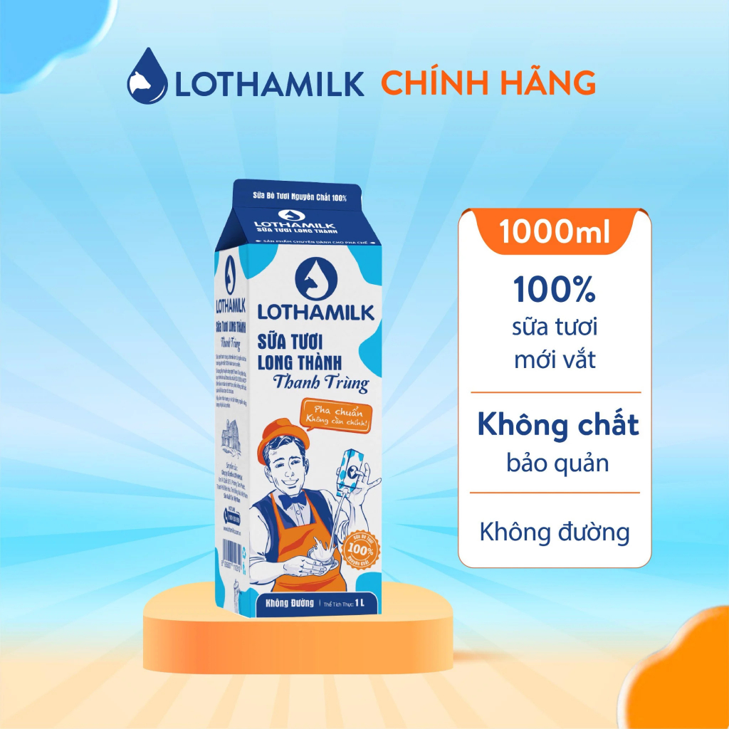 Sữa tươi thanh trùng Lothamilk hộp 1L | Shopee Việt Nam