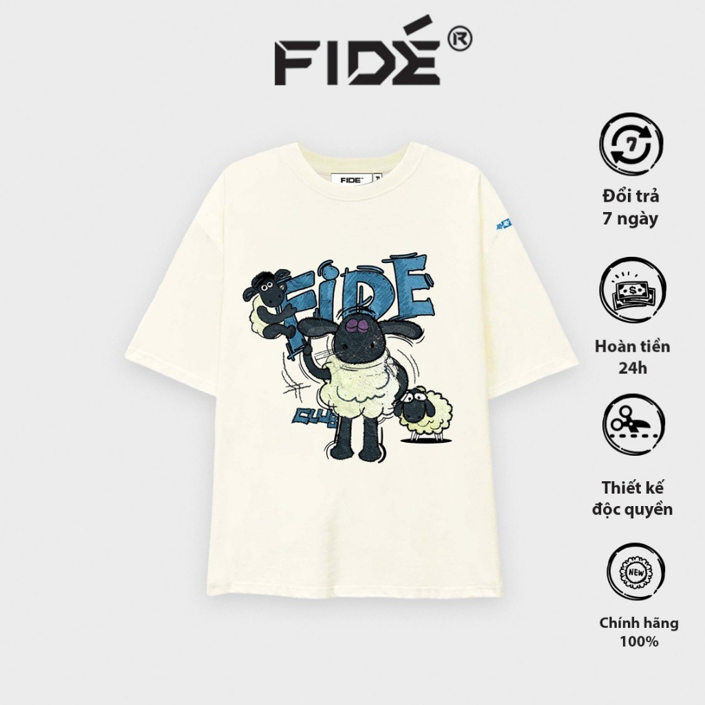 Áo thun FIDE Cừu shaun phông unisex nam nữ form rộng cổ tròn ulzzang ...