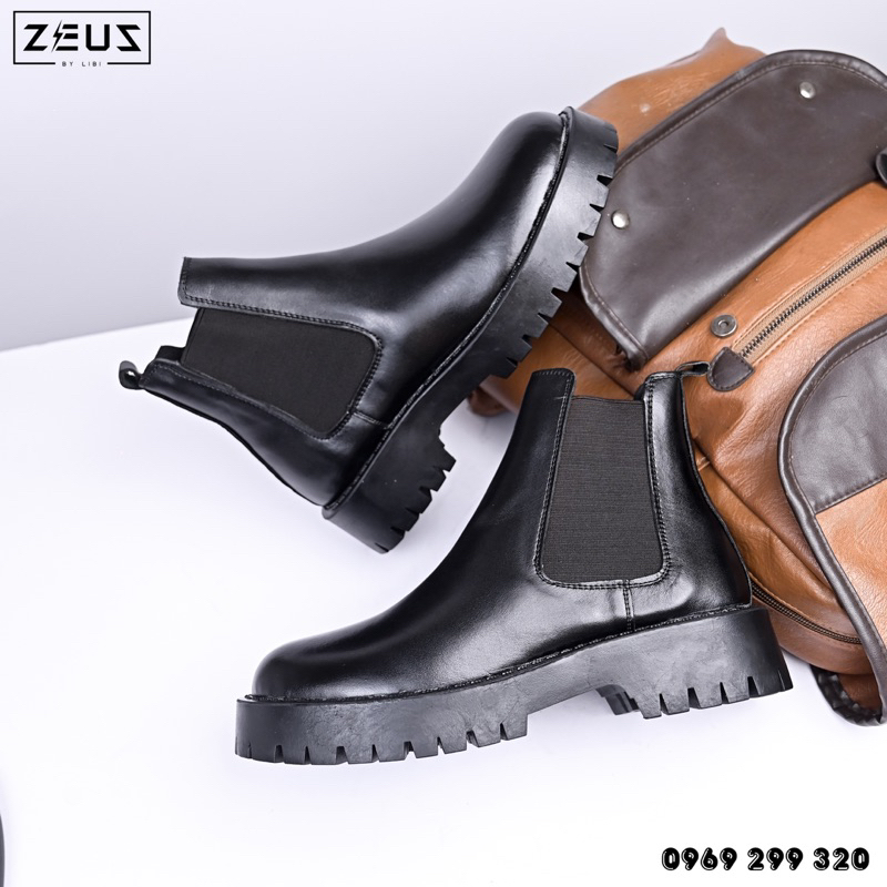 Giày Chelsea Boots Da Bò Thật Tăng Chiều Cao ZEUS DC-03 Đen | Shopee ...