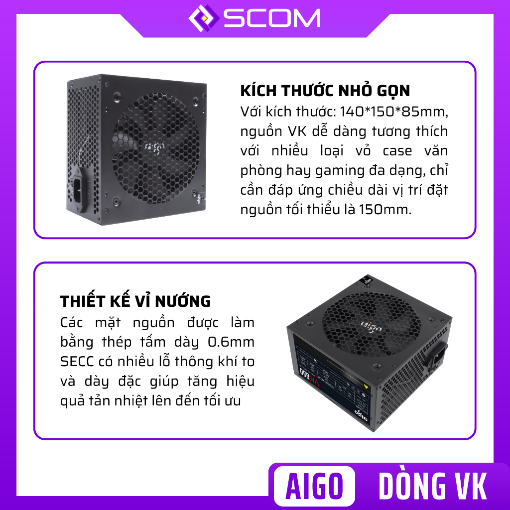 Nguồn Máy Tính Aigo VK350 VK450 VK550 VK650 VK750 Intel ATX 12V Non ...