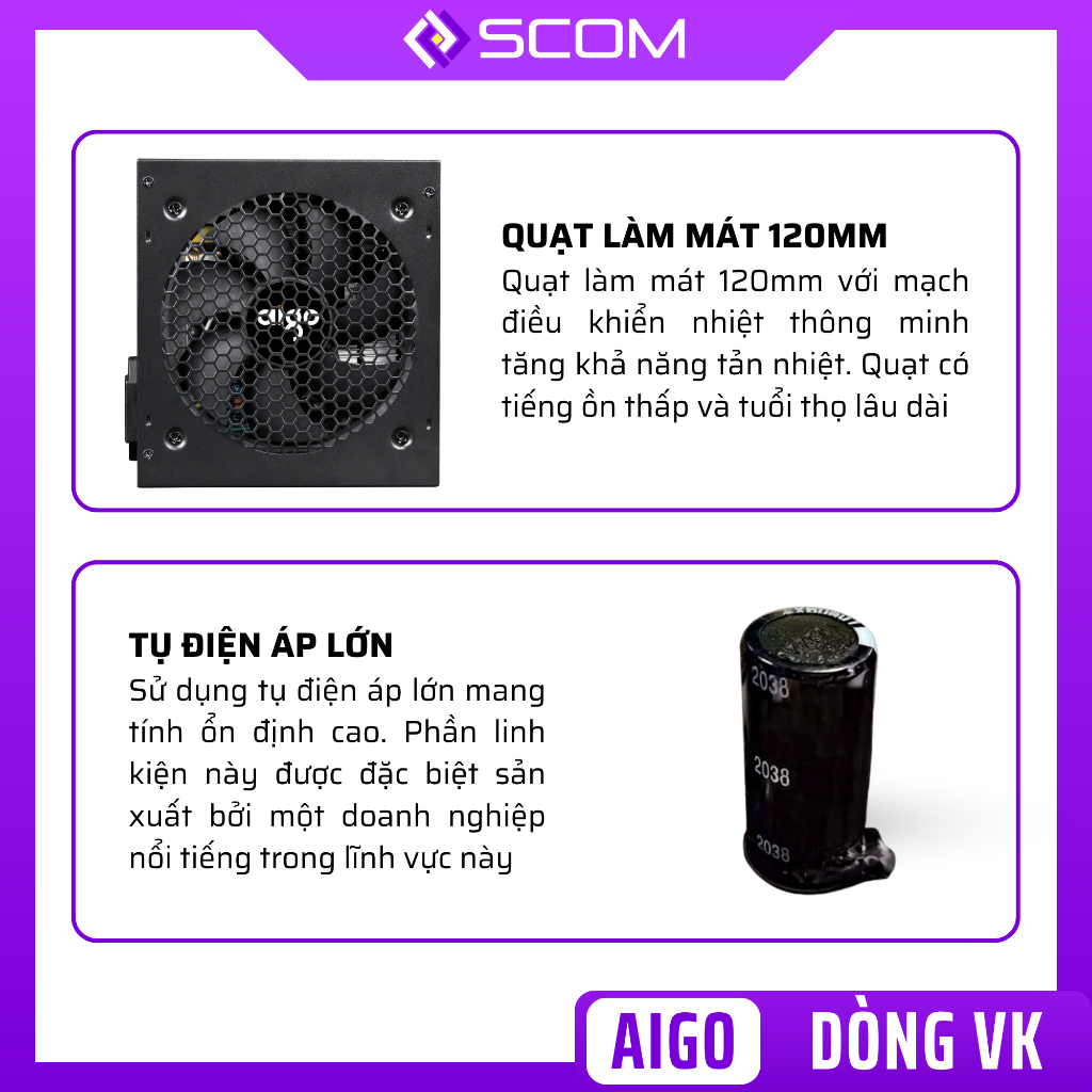 Nguồn Máy Tính Aigo VK350 VK450 VK550 VK650 VK750 Intel ATX 12V Non ...