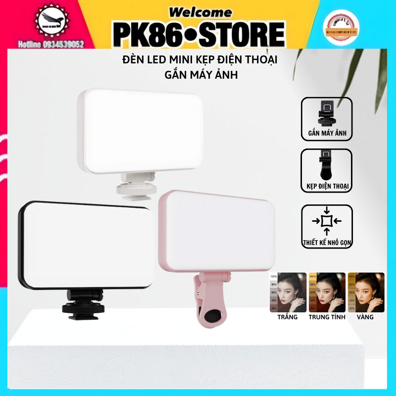 Đèn led livestream kẹp điện thoại gắn máy ảnh trợ sáng để chụp ảnh ...