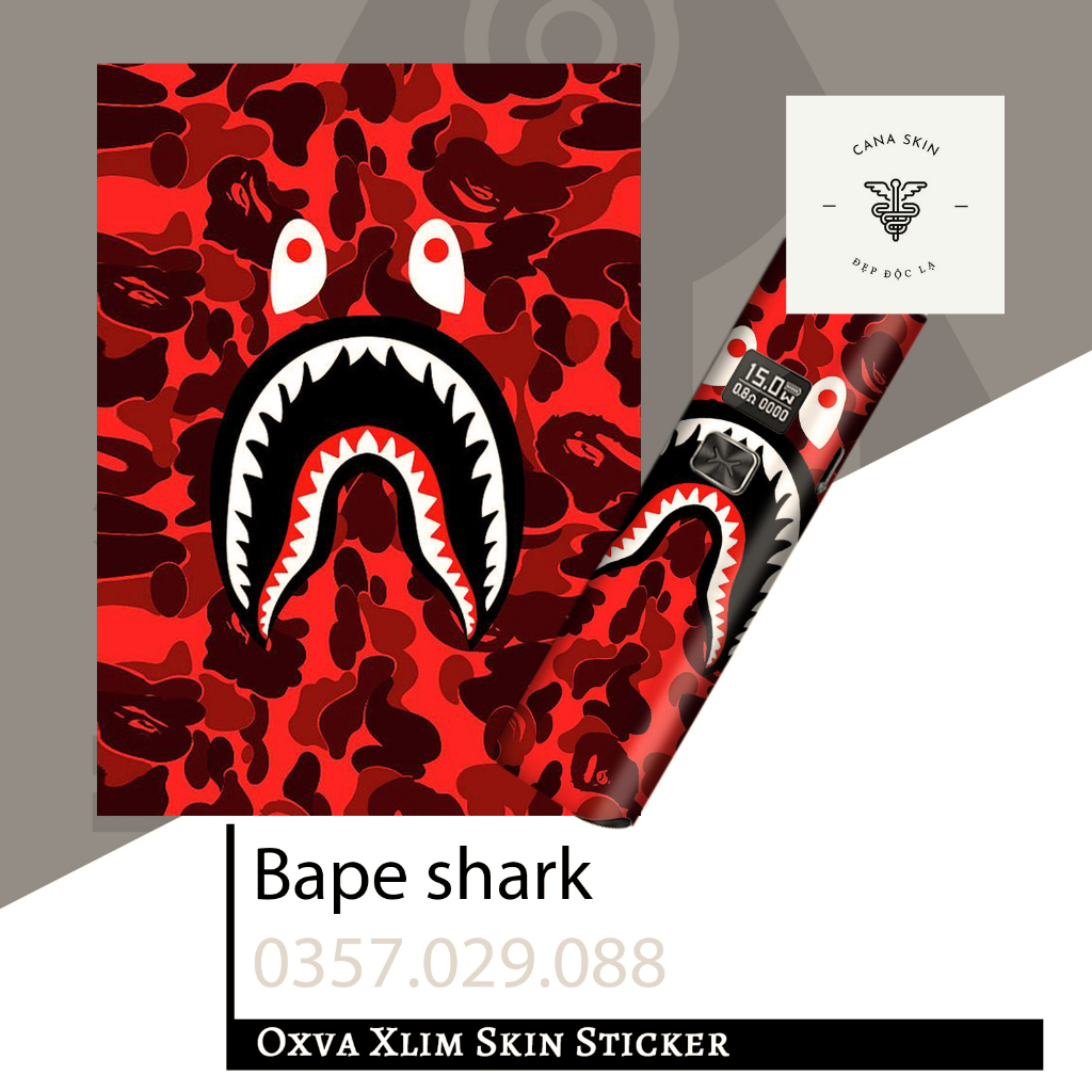 Miếng dán skin cana in hình Bape Shark dành cho Xlim V1 / Xlim V2 ...