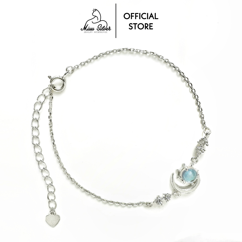 Vòng tay bạc Miuu Silver, lắc tay đá mặt trăng Moonstone | Shopee Việt Nam