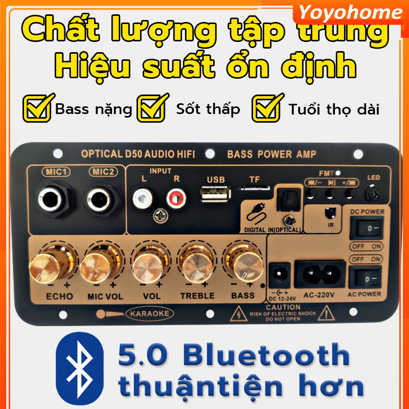 Bảng Mạch Khuếch Đại Âm Thanh Nổi 5.0 Bluetooth Kỹ Thuật Số AC 220V 12V 24V Loa Siêu Trầm Bộ ...