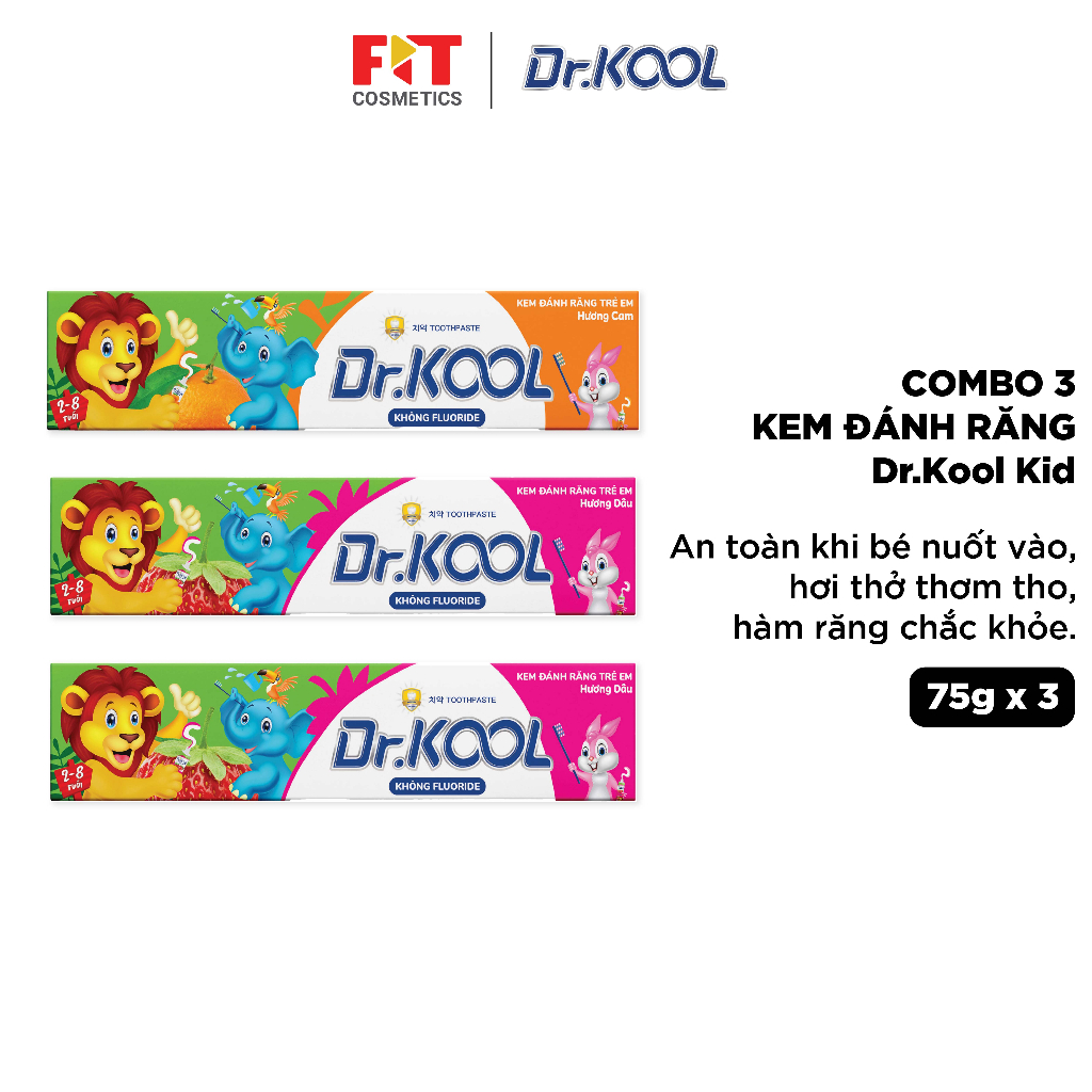 Combo 3 kem đánh răng trẻ em Dr.Kool Kids 75g x3 | Shopee Việt Nam