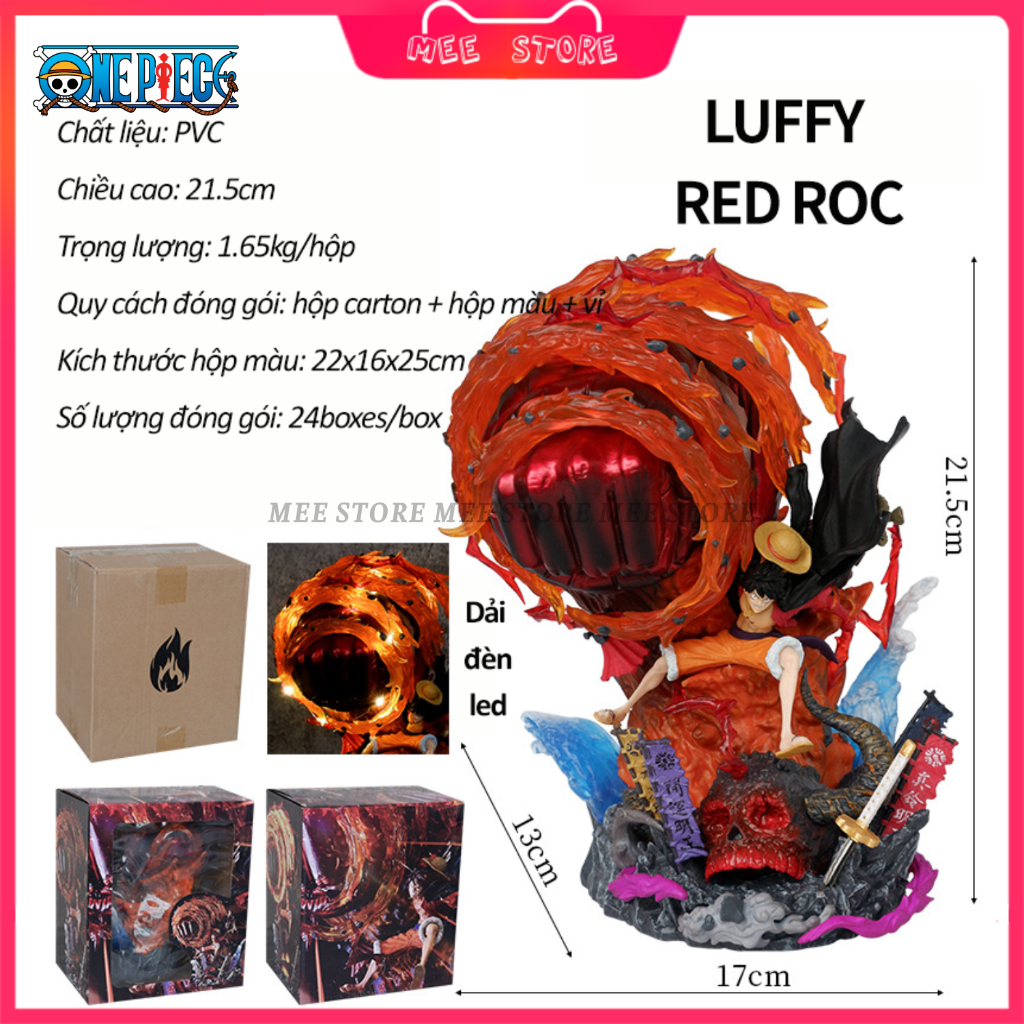Mô hình Luffy Red Roc Siêu Ngầu, có dải đèn led - One Piece | Shopee ...
