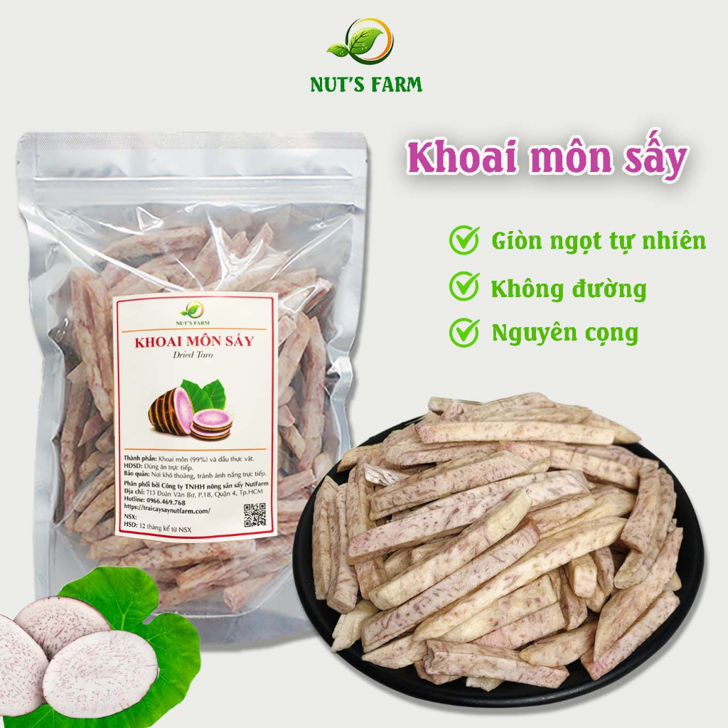 Khoai môn sấy giòn Nut Farm 500g, không đường, ngọt bùi, béo giòn tự nhiên | Shopee Việt Nam