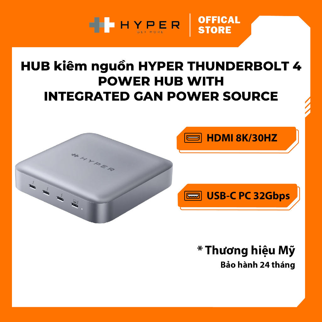 Hub kiêm luôn nguồn Hyper Thunderbolt 4 Power Hub with Integrated Gan ...