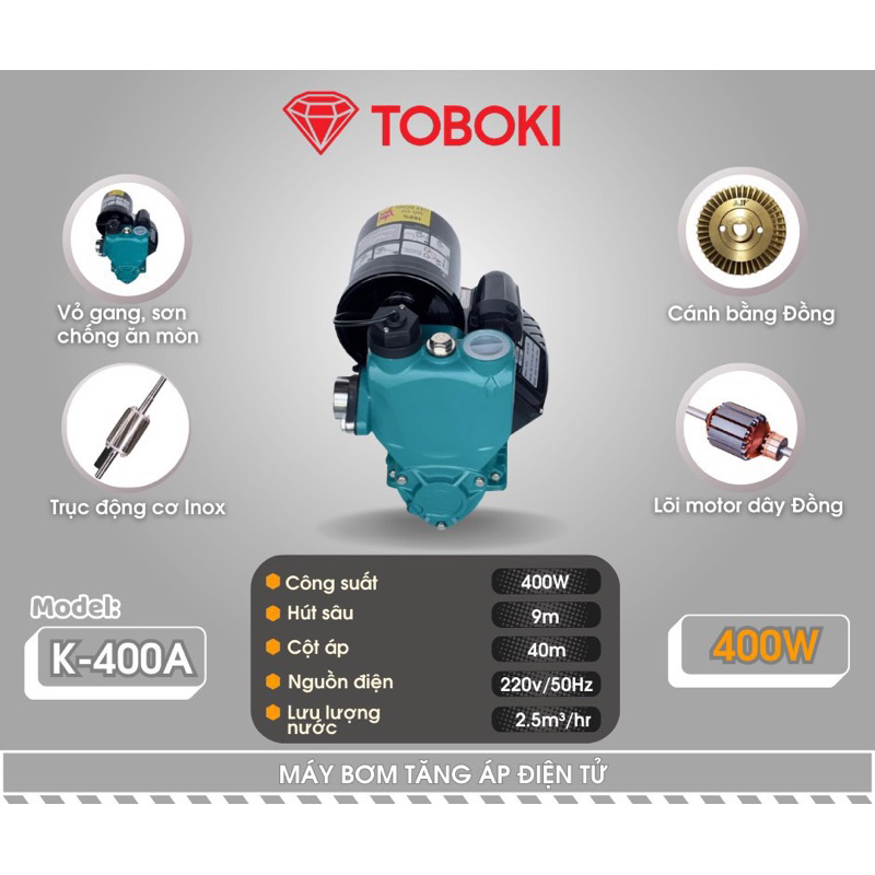 Máy bơm nước tăng áp tự động TOBOKI JAPAN (400W) | Shopee Việt Nam