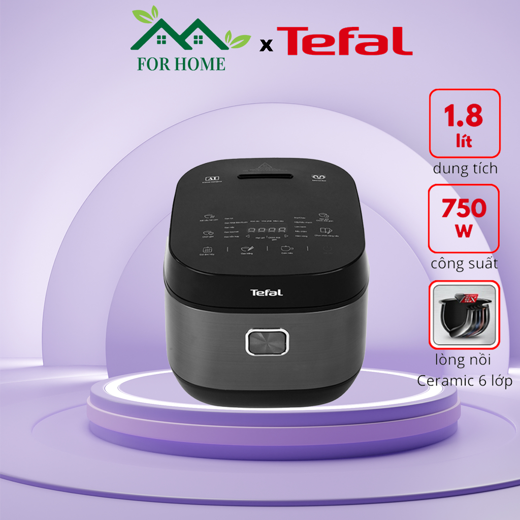 Nồi cơm điện tử 1,8 lít Tefal Delirice Plus RK776B68 750W - Lòng nồi phủ gốm - Hàng chính hãng ...