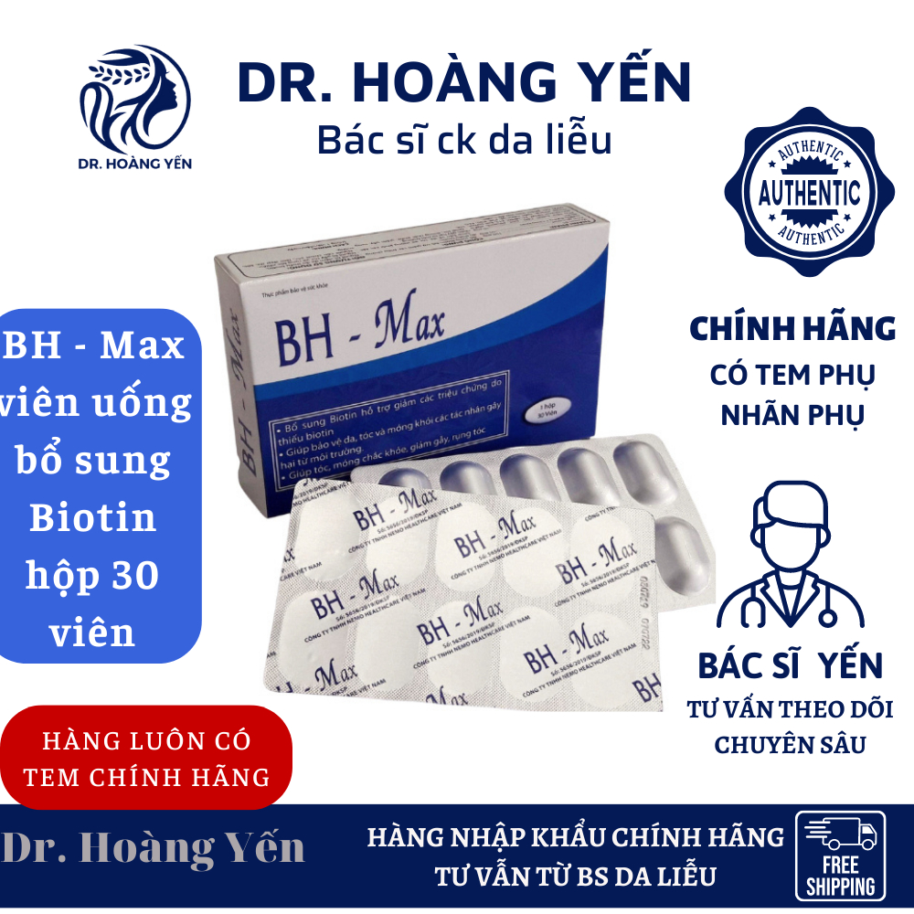 [HÀNG CHÍNH HÃNG] BH - Max viên uống bổ sung Biotin hộp 30 viên BHMAX ...