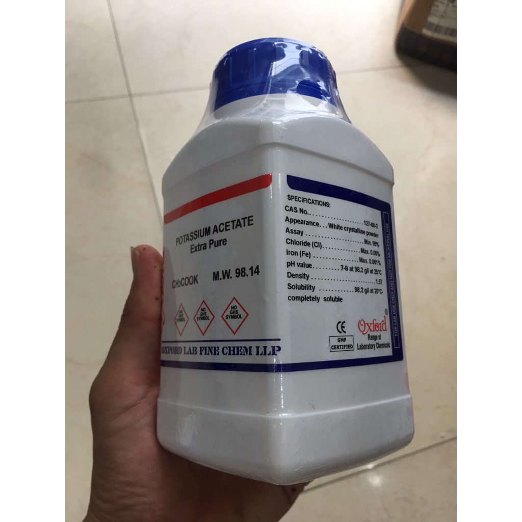 Hóa chất Potassium acetate 99% CAS 127-08-2 Oxford - Ấn Độ Chai 500g | Shopee Việt Nam