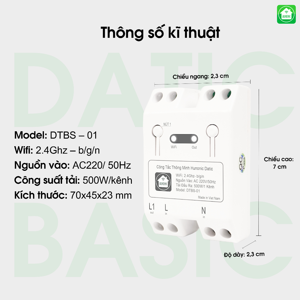 Công tắc wifi datic basic điều khiển từ xa qua điện thoại, đóng căt mọi ...