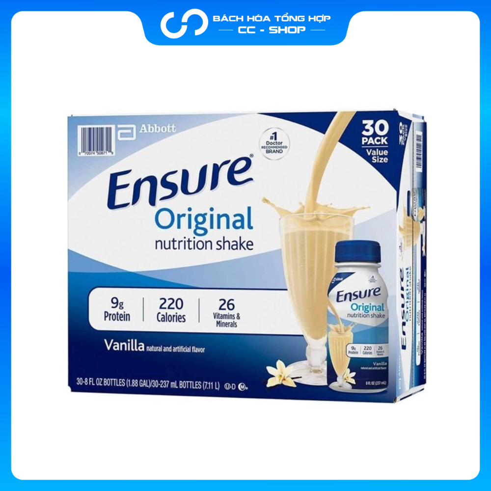 Thùng 30 chai Sữa Ensure nước hương Vani Ensure Original Vanilla 237ml ...