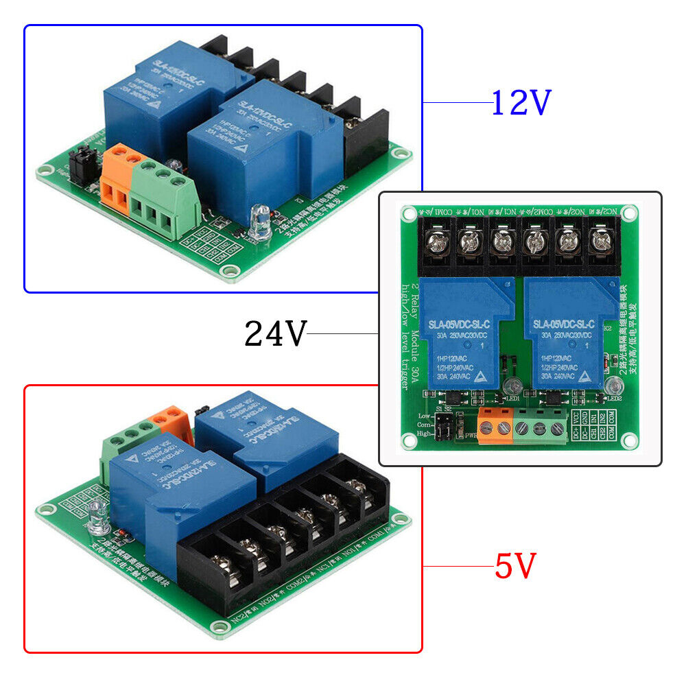 Mô-đun rơ-le 2 kênh cách ly 30A công nghiệp kích hoạt mức cao / thấp ...