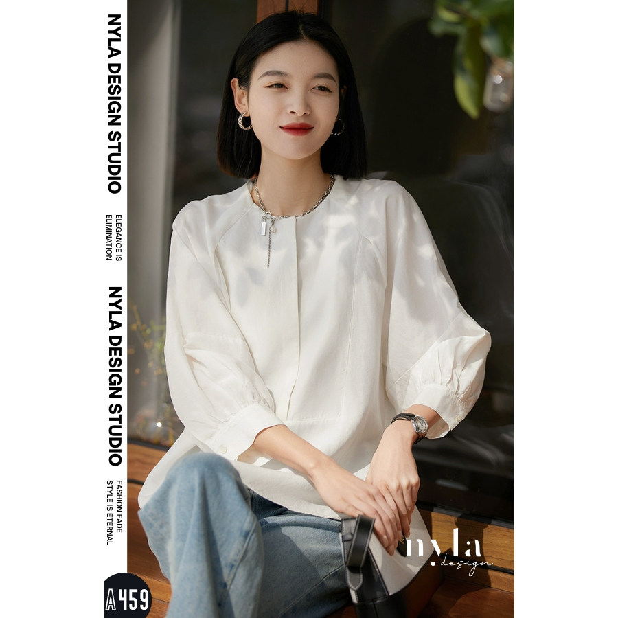 ÁO SƠ MI NYLA DESIGN A459 | Áo sơ mi form rộng chất liệu thô cotton ...