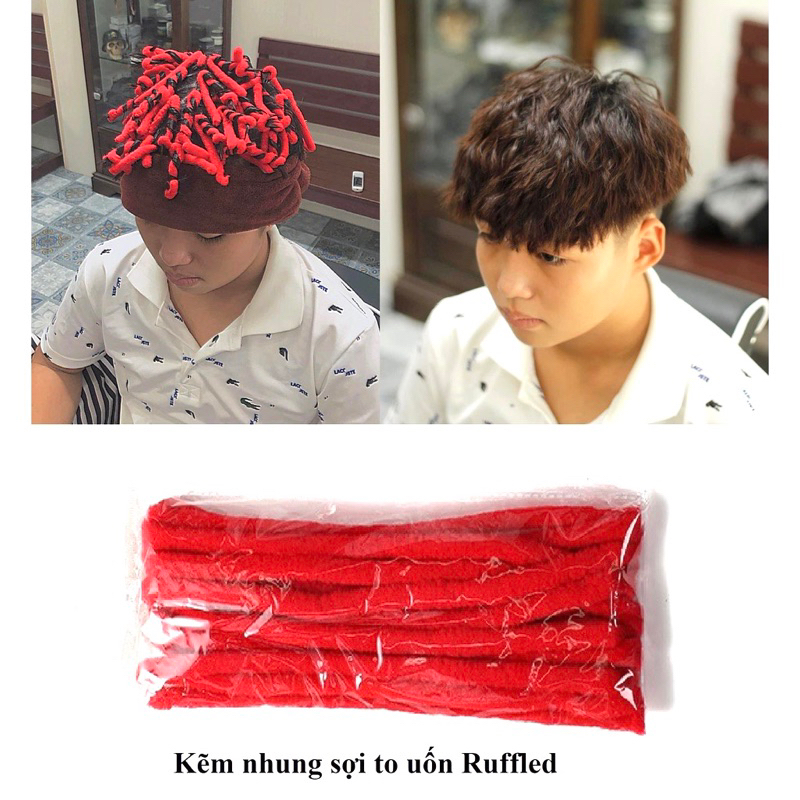 GIÁ SỈ Kẽm nhung uốn tóc RUFFLED,kẽm nhung sợi to uốn tóc xoăn rối phồng, kẽm nhung uốn PREMLOCK ...