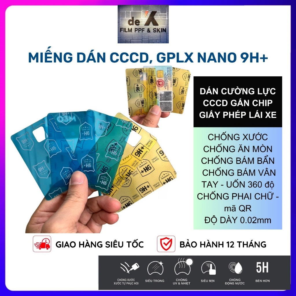 Miếng dán cường lực nano 9H Căn cước công dân và giấy phép lái xe GPLX / bằng LX, miếng dán bảo ...