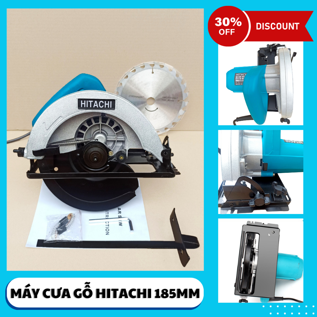 Máy cưa gỗ cầm tay HITACHI 185mm Công suất lớn 1200w tặng kèm lưỡi cưa gỗ ruột đồng bảo hành 12 ...