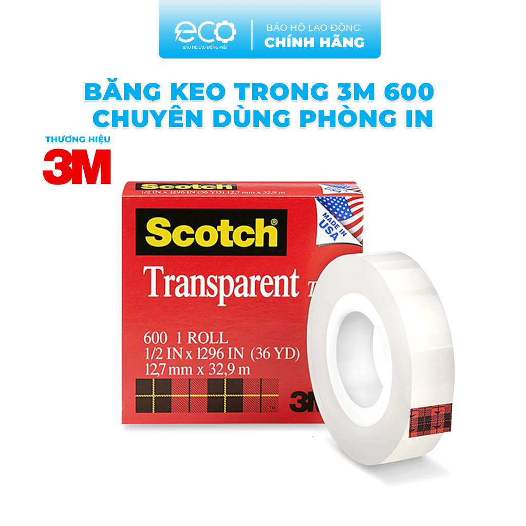 Băng keo trong 3M 600 độ bám dính tốt chuyên dùng trong phòng in | Shopee Việt Nam