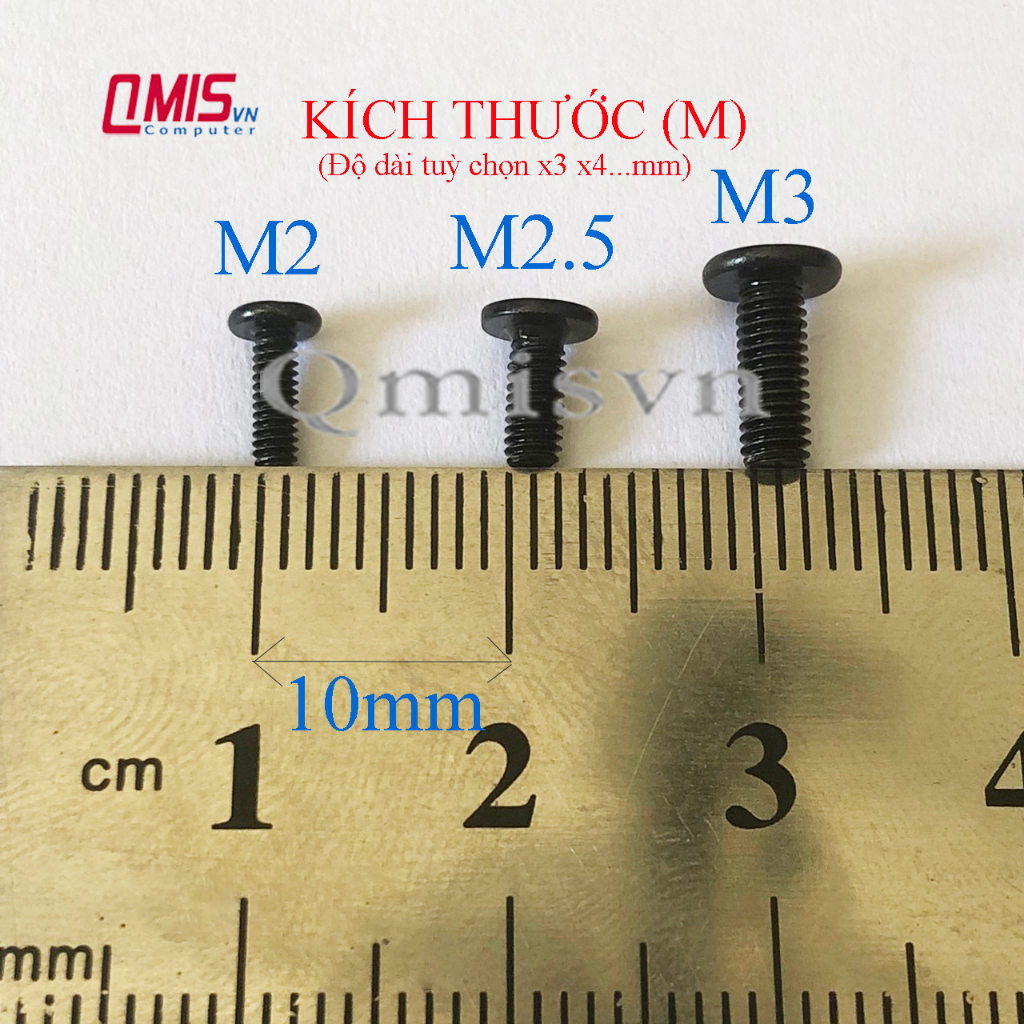 M2*4 (mũ 4mm) - Ốc vít laptop Kích thước M2x4 M2 x 4 mm (Gói 10 con ốc ...