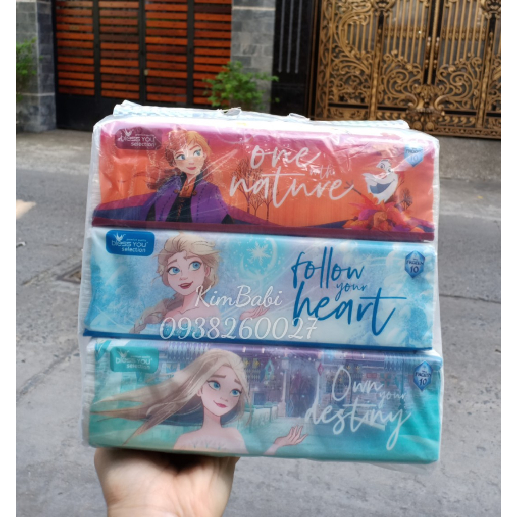 [Chính hãng có mã QR] Khăn giấy rút lụa Bless you phiên bản Frozen Elsa ...