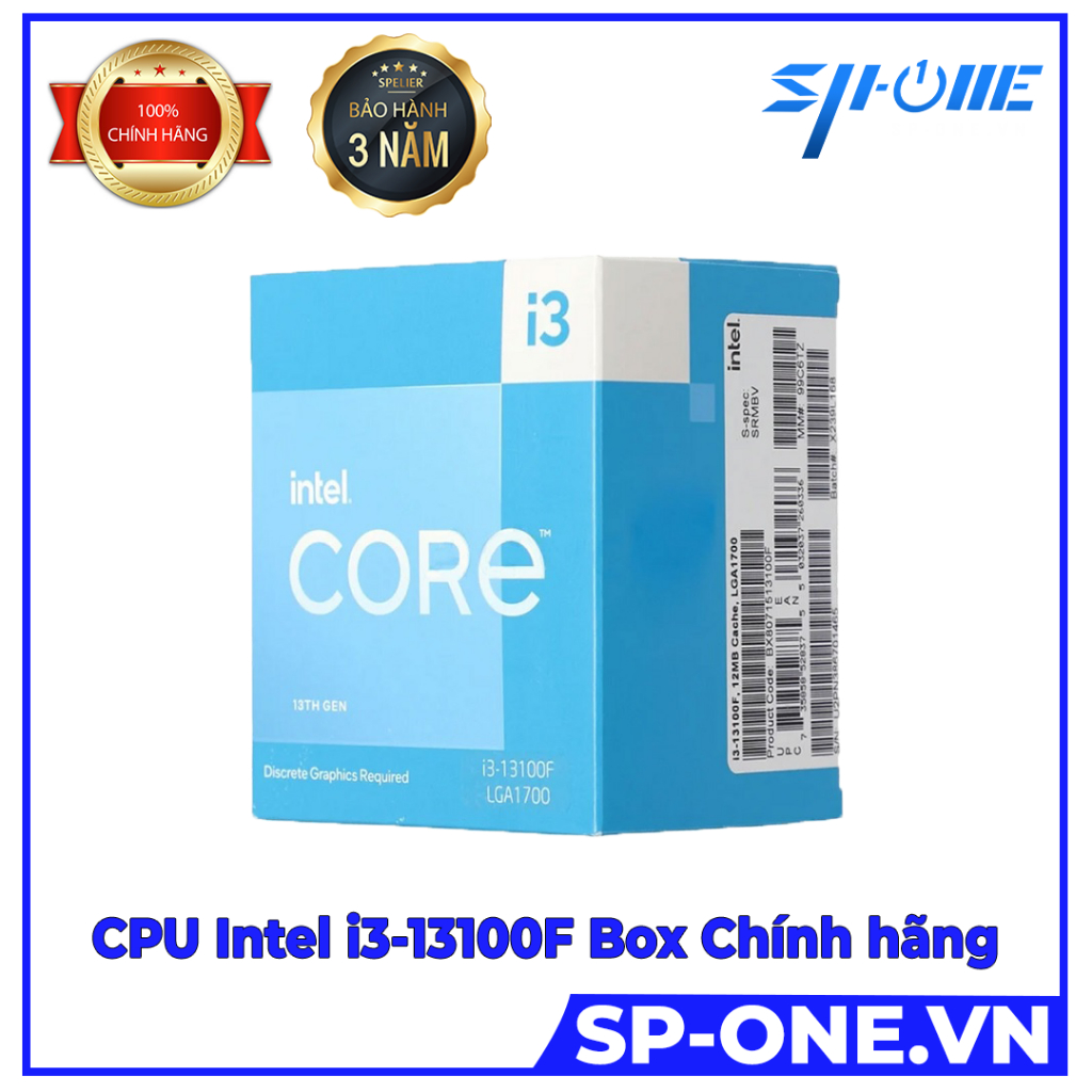 CPU Intel Core i3 13100F (3.4GHz boost 4.5GHz, 4 nhân 8 luồng, 12MB ...