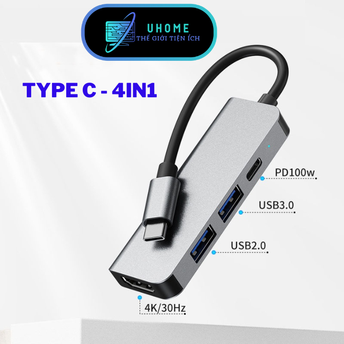 HUB Type C 4in1 USB 3.0 Bộ chia cổng Type C USB chuyển đổi, 5in1 HUB ...